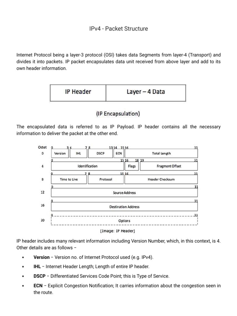 IPv4 - Packet Structure - Tutorialspoint | PDF