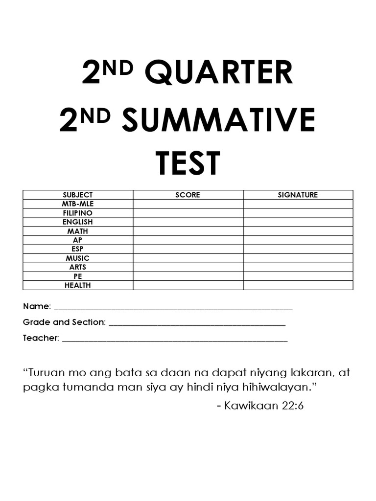 Q2 - Summative Test 2 | PDF