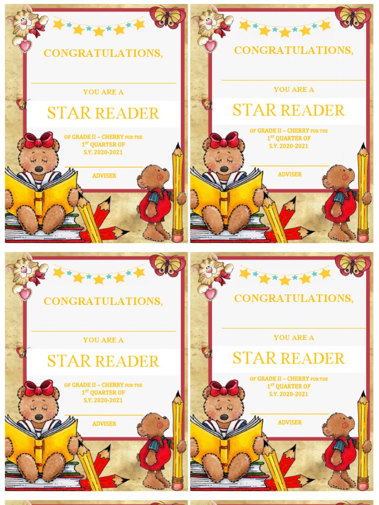 Star Reader Award - Template | PDF | Career & Growth | Business