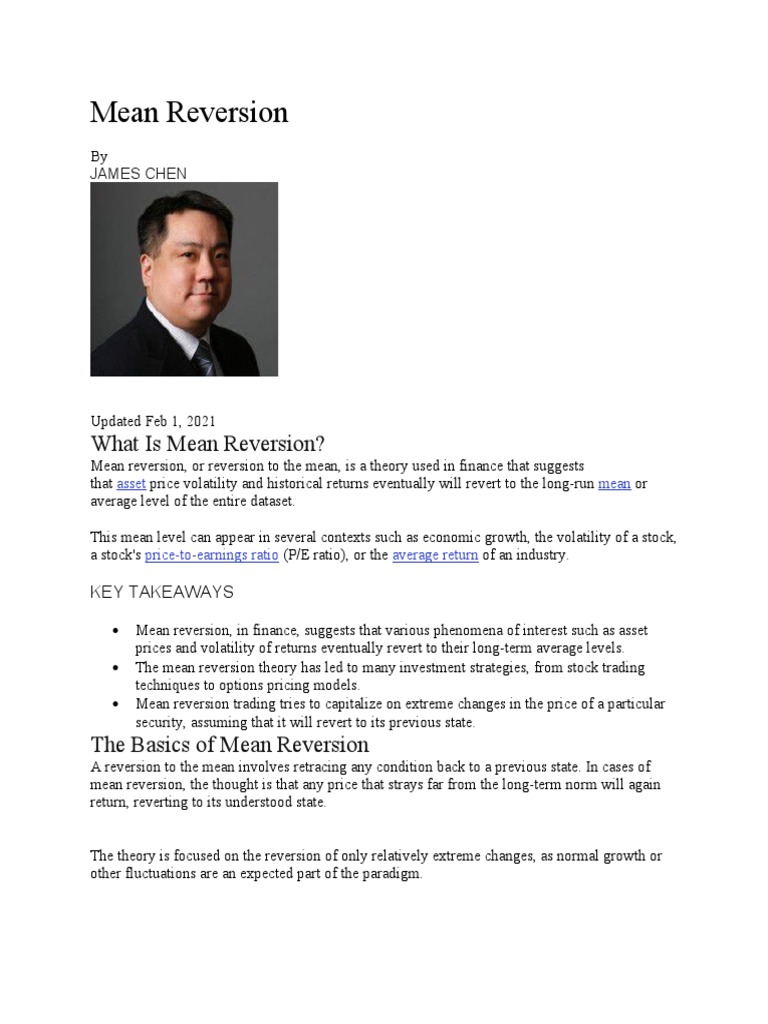 What Is Mean Reversion? | PDF | Autoregressive Integrated Moving ...