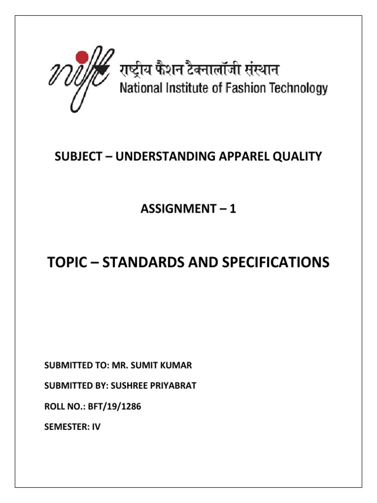 Fabric Science - Standards and Specifications | PDF | Specification ...
