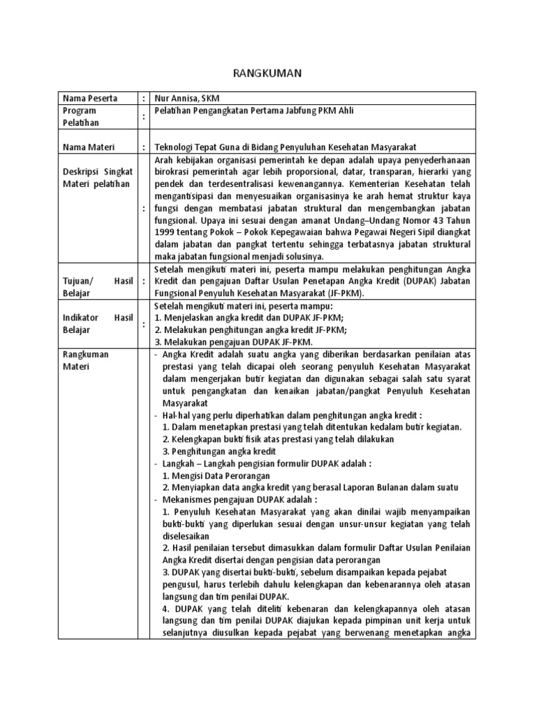 Rangkuman Dupak | PDF
