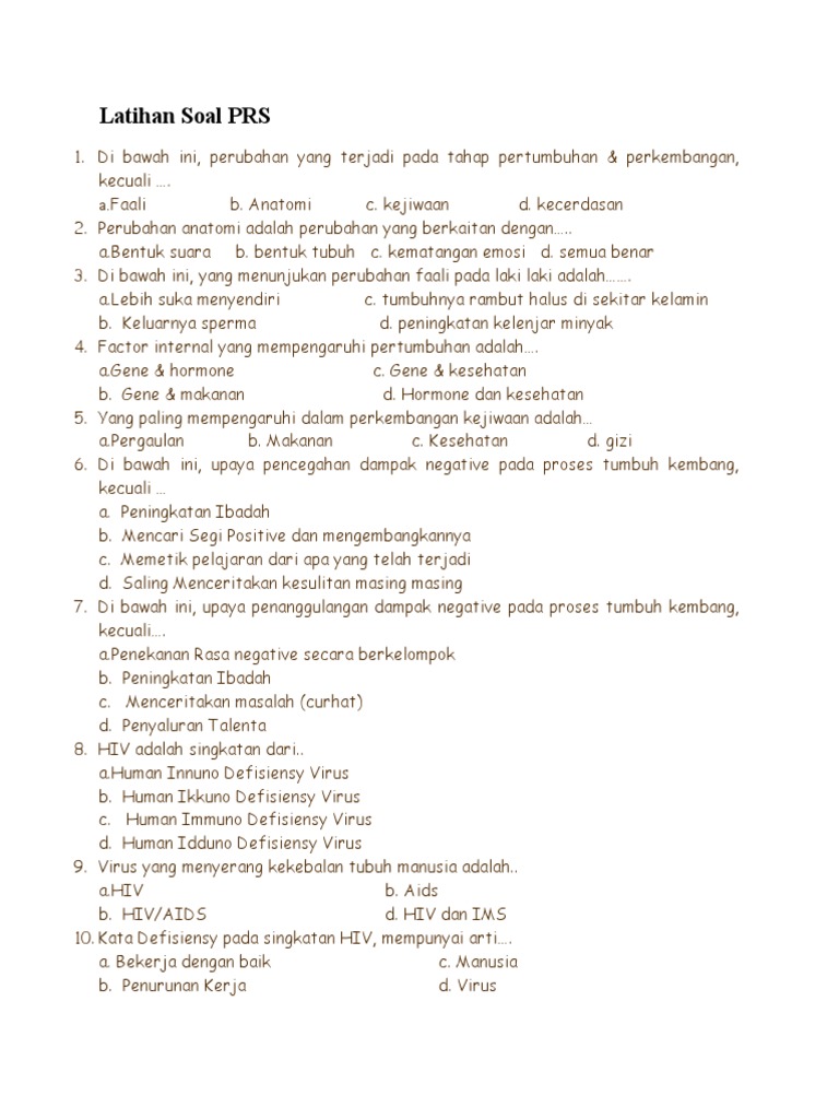 Latihan Soal PRS | PDF