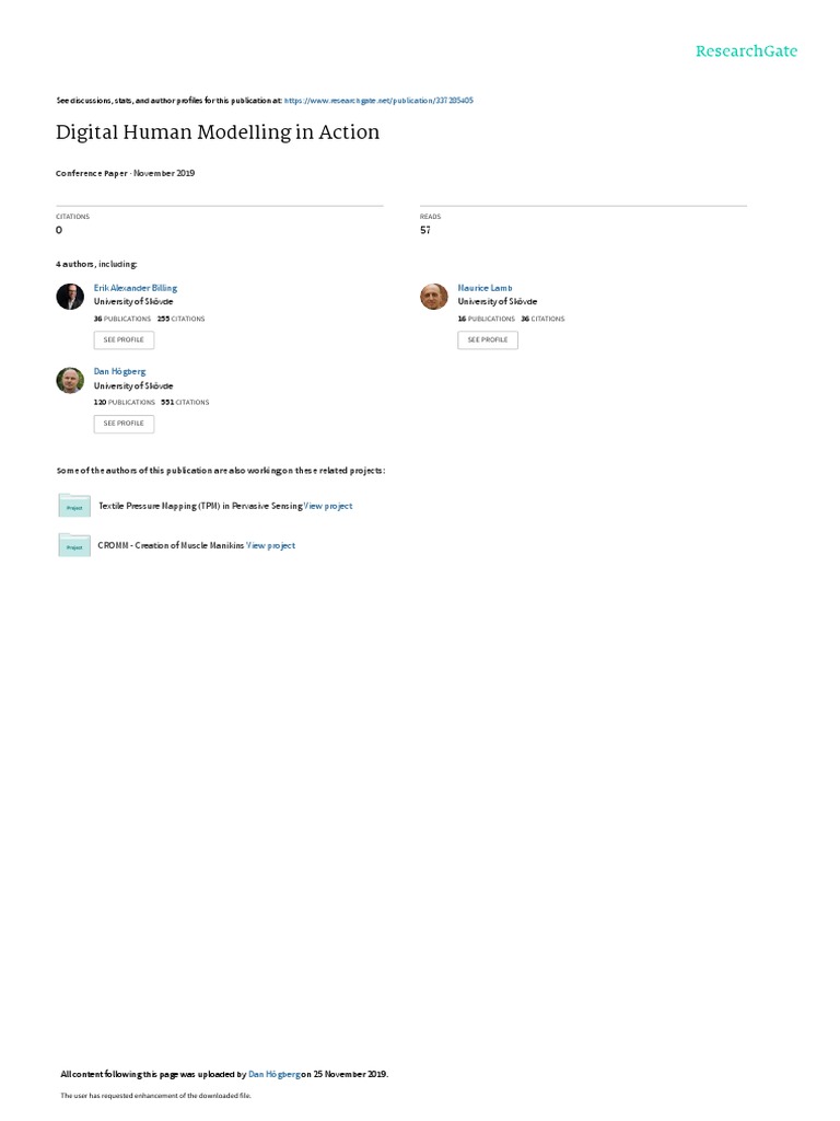 Digital Human Modelling in Action: November 2019 | PDF | Cognitive ...
