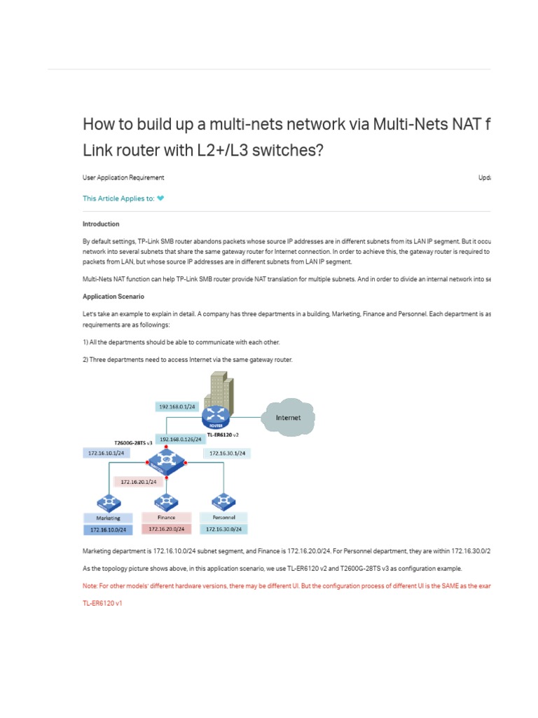How To Build Up A Multi-Nets Network Via Multi-Nets NAT Feature On TP-Link Router With L2+/L3 ...