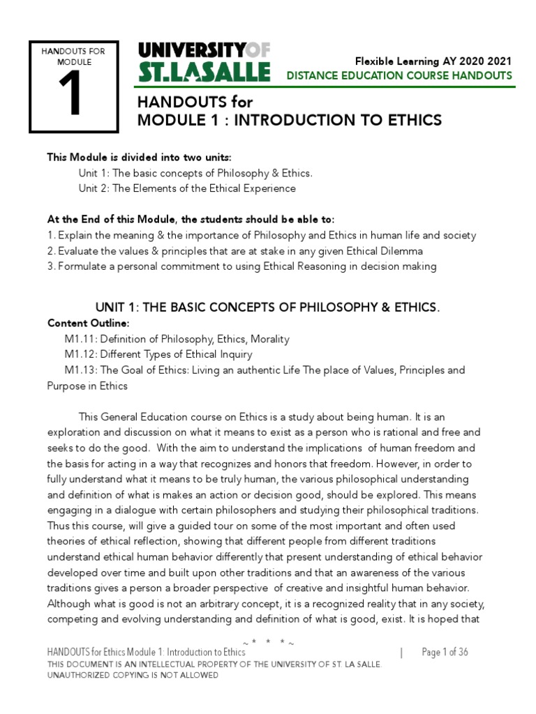 Introduction to Ethics Module 1 | PDF | Relativism | Morality