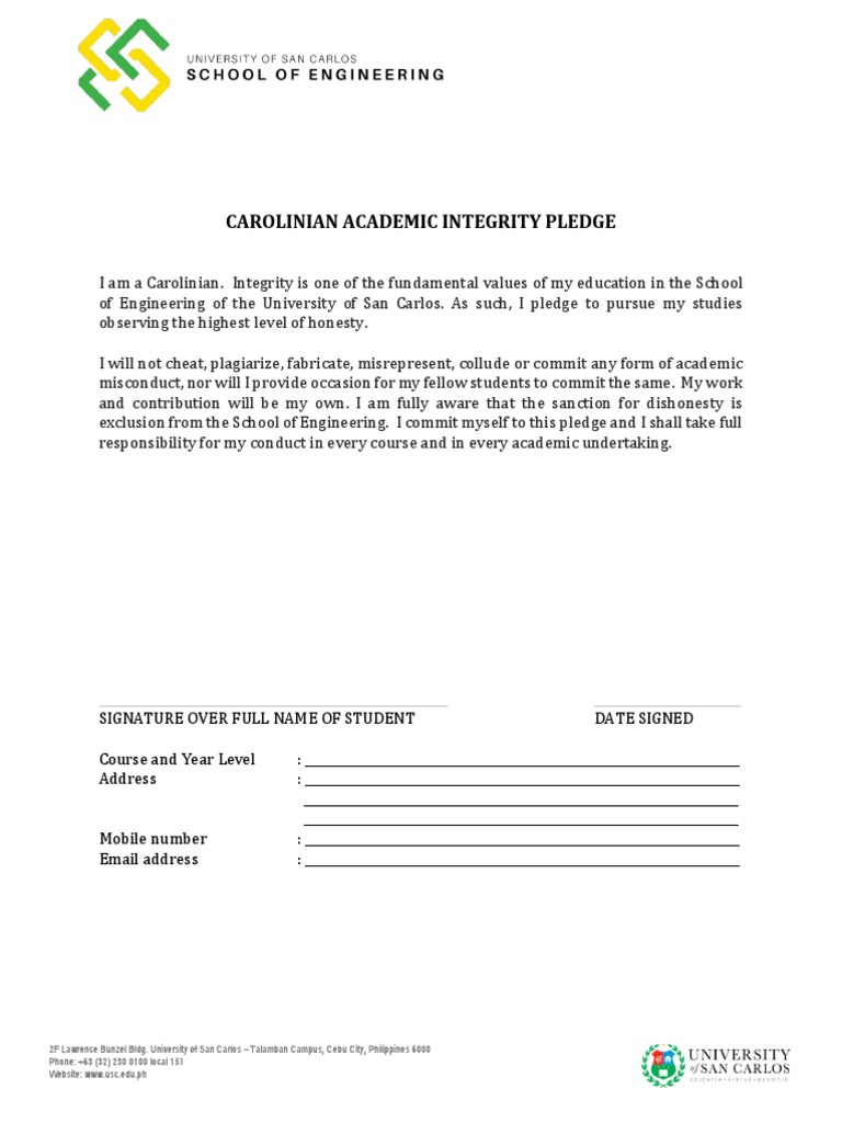 Carolinian Academic Integrity Pledge | PDF