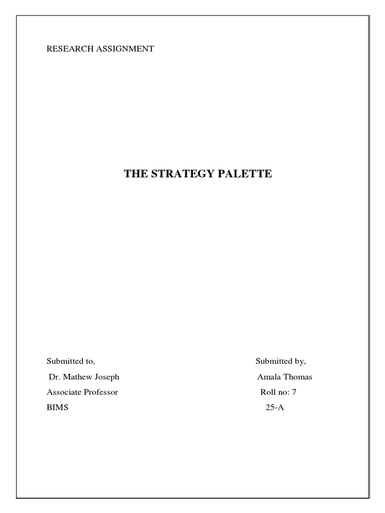 The Strategy Palette | PDF | Strategic Management | Business