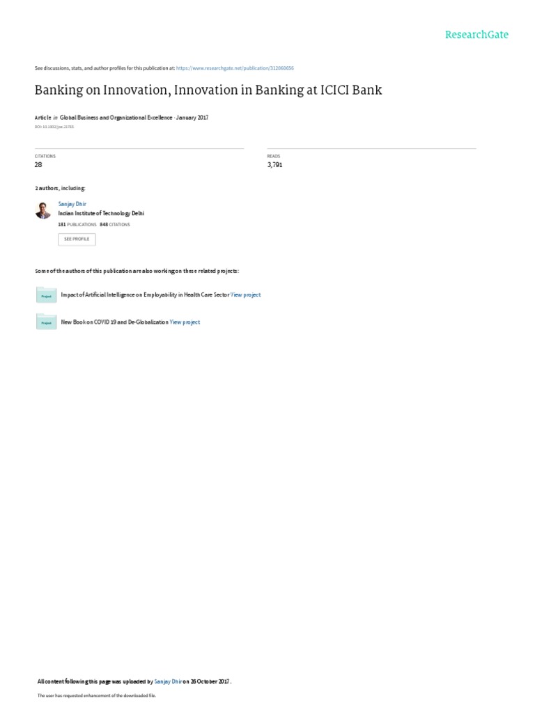 Banking On Innovation Innovation In Banking At Ici Pdf Banks