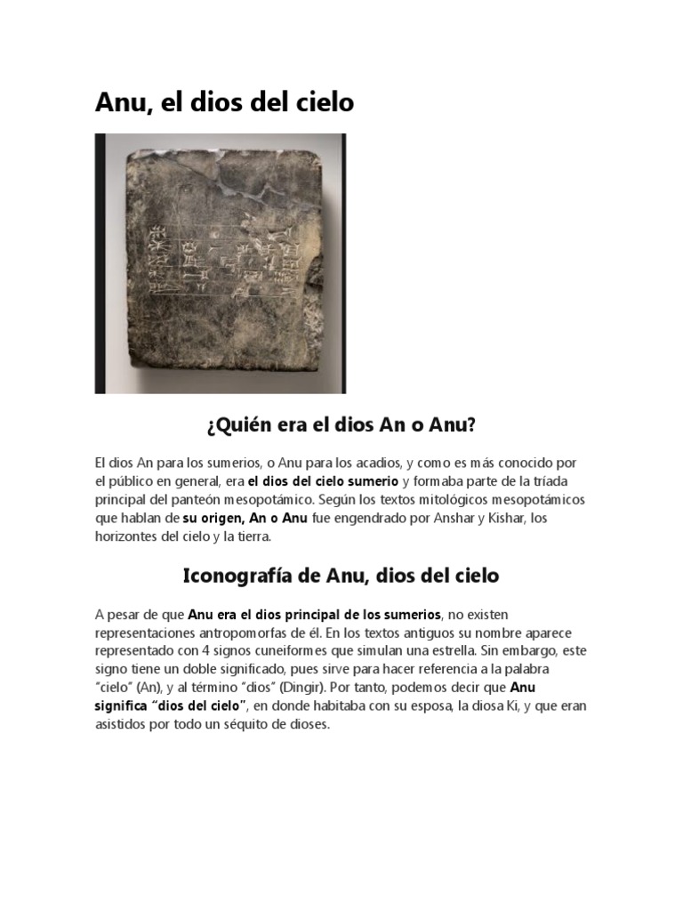 Anu, El Dios Del Cielo | PDF | Mitología comparada | Mitología