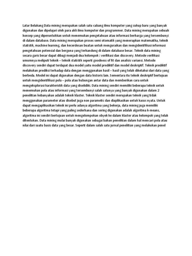 Teknik Data Mining dan Algoritma K-Means | PDF | Seni | Teknologi ...