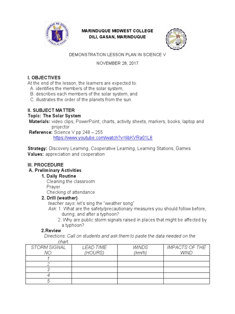 Lesson Plan SOLAR SYSTEM | PDF | Planets | Solar System