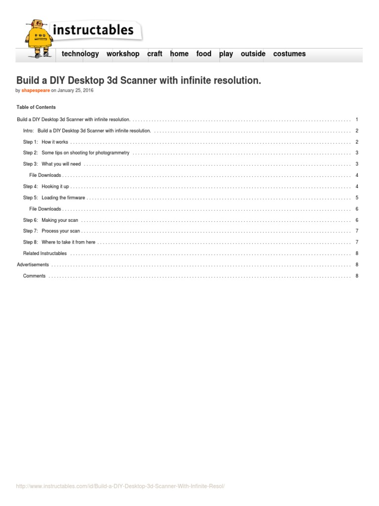 DIY 3D Scanner for Photogrammetry | PDF | Image Scanner | Imaging