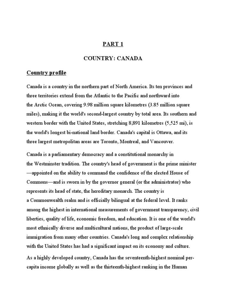 Country: Canada Country Profile | PDF | Canada | Maple Syrup