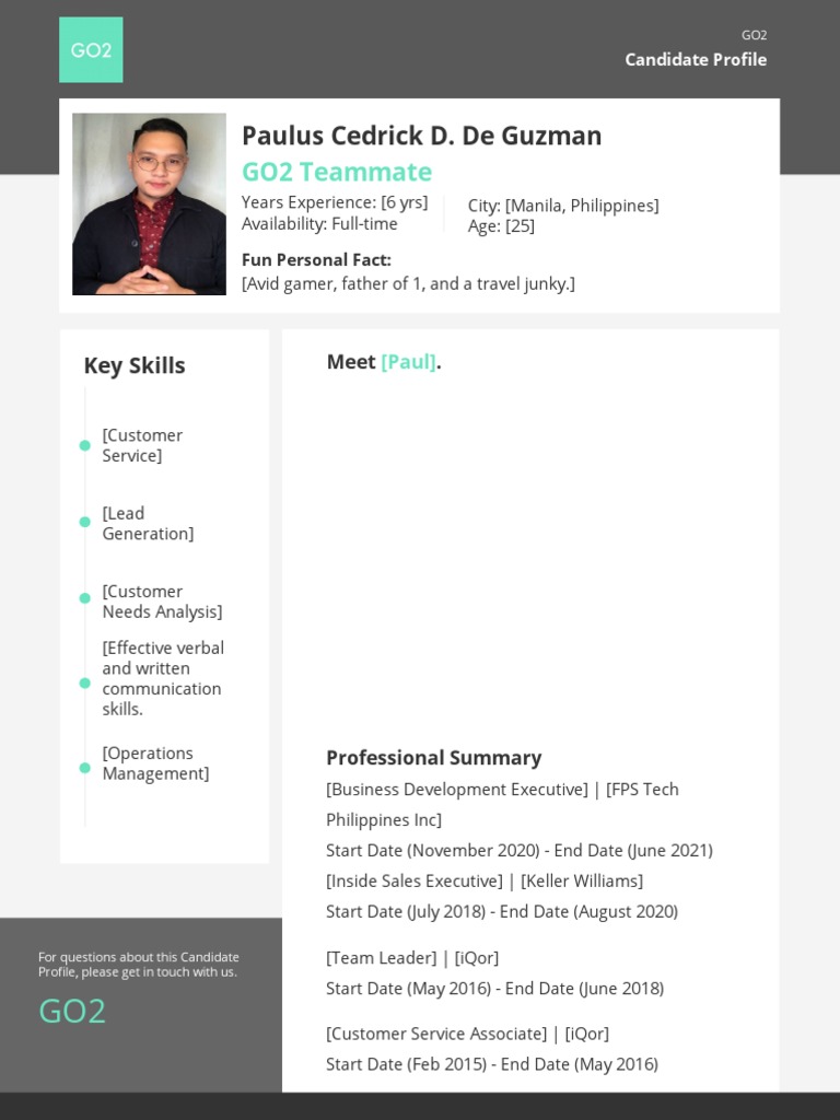Template - Candidate Profile - Template - RCT | PDF | Human Nature ...