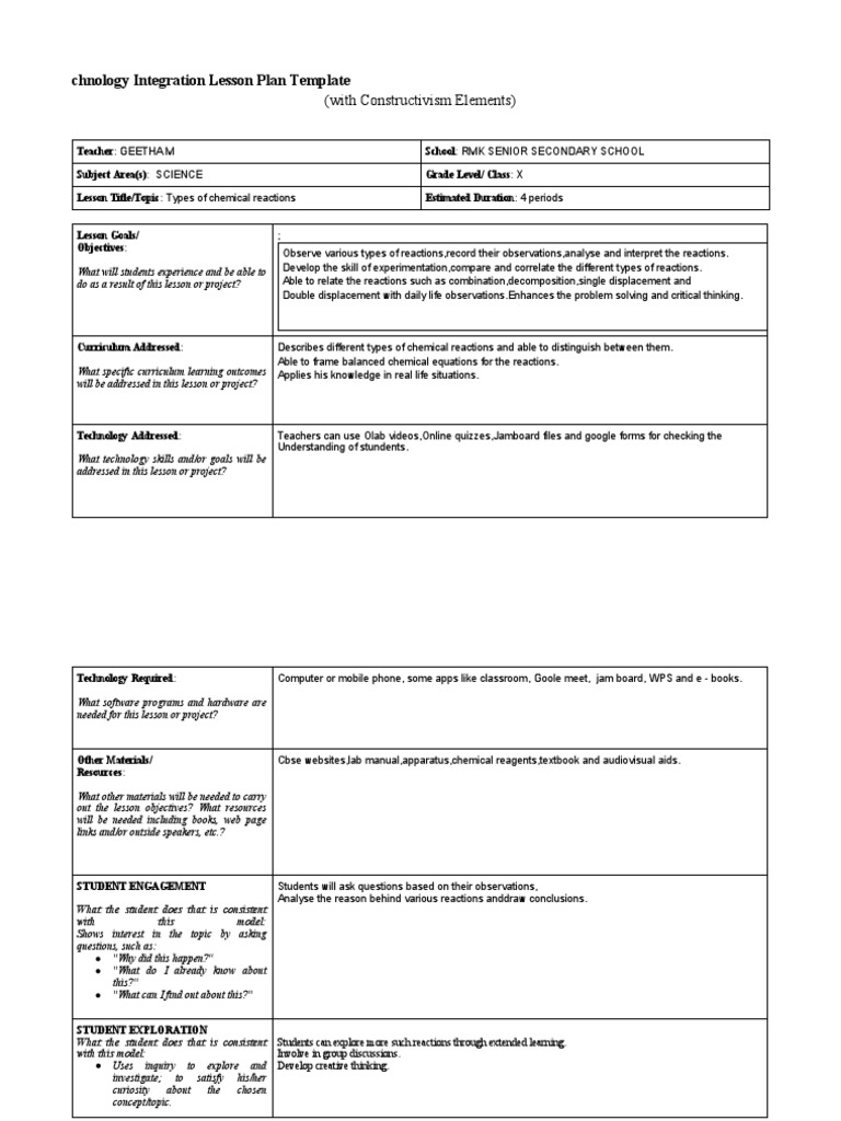 Technology Integration Lesson Plan Template - 5es | PDF | Lesson Plan ...