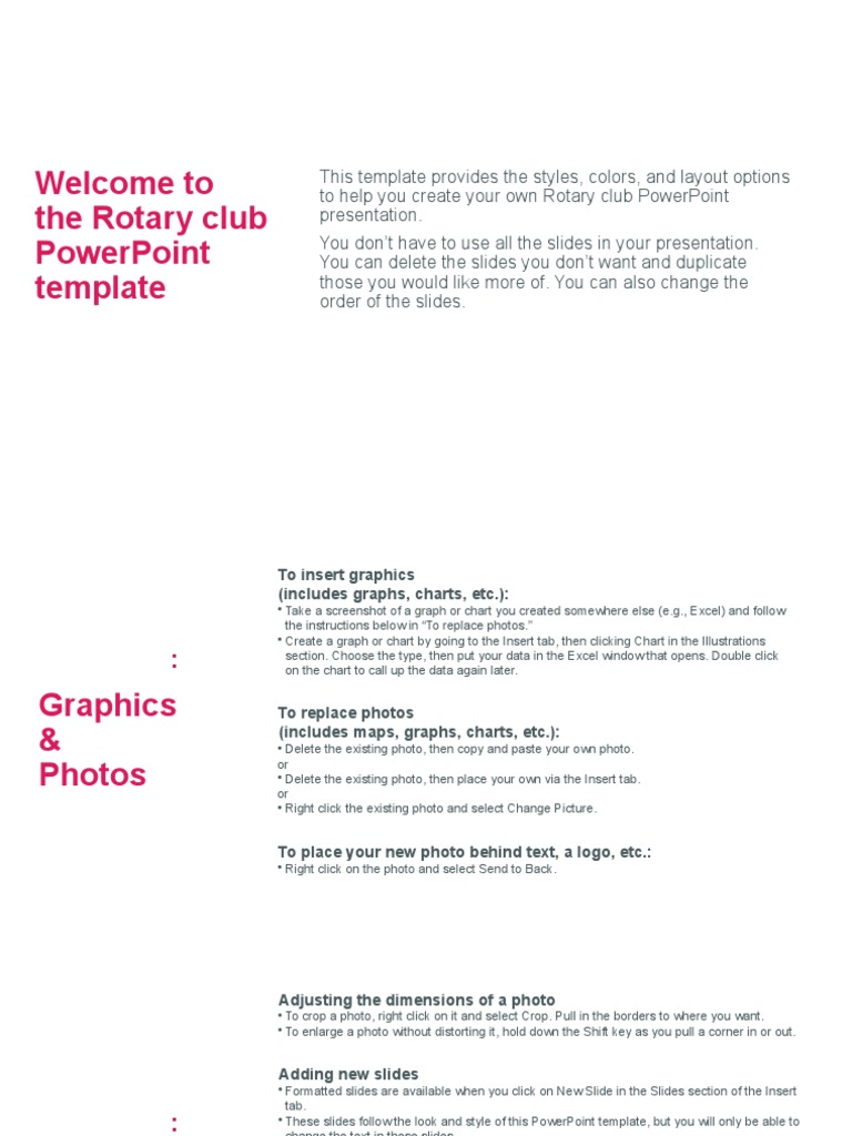 Rotary Club PowerPoint Template Guide | PDF | Chart | Page Layout
