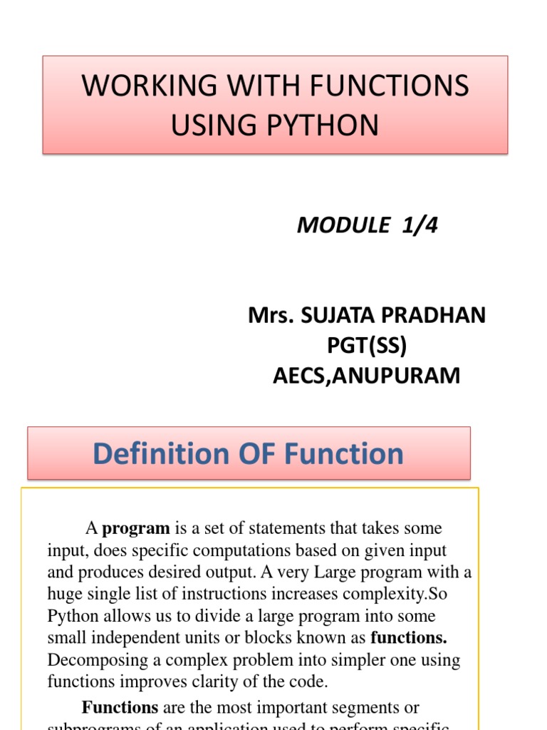 Working With Functions Using Python Module 1 4 Pdf Anonymous