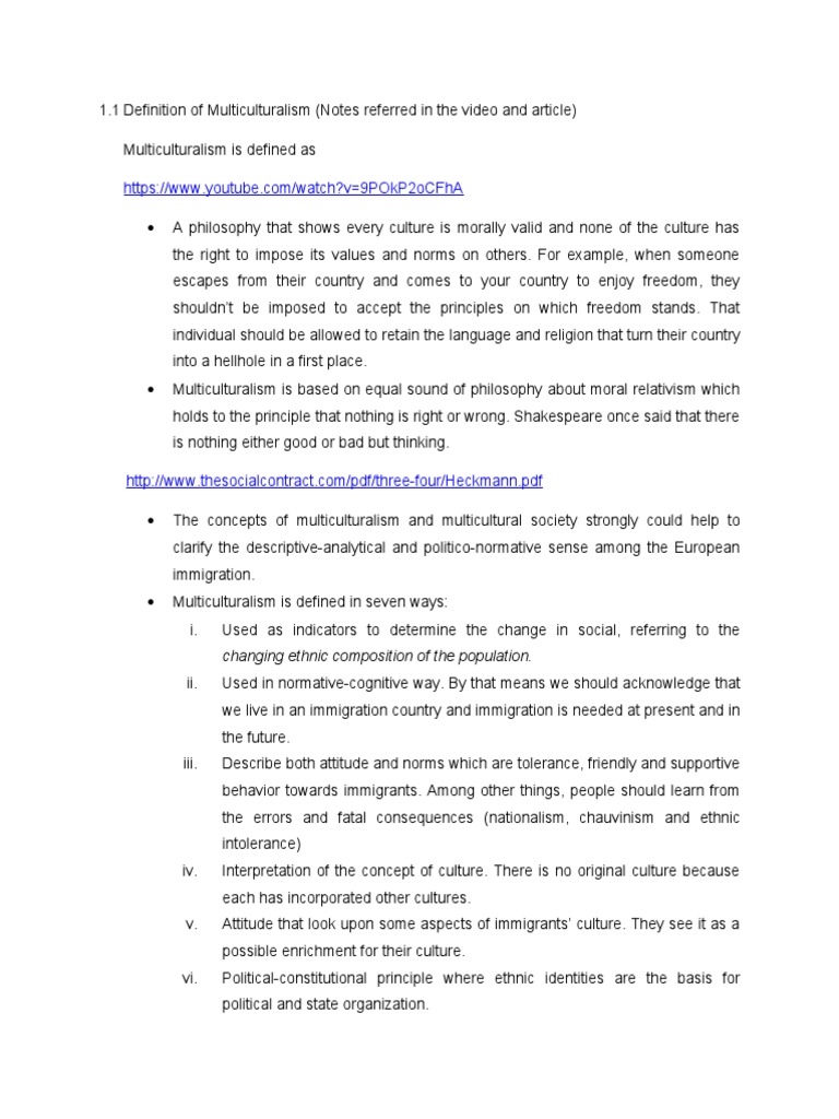 Definition of Multiculturalism | PDF