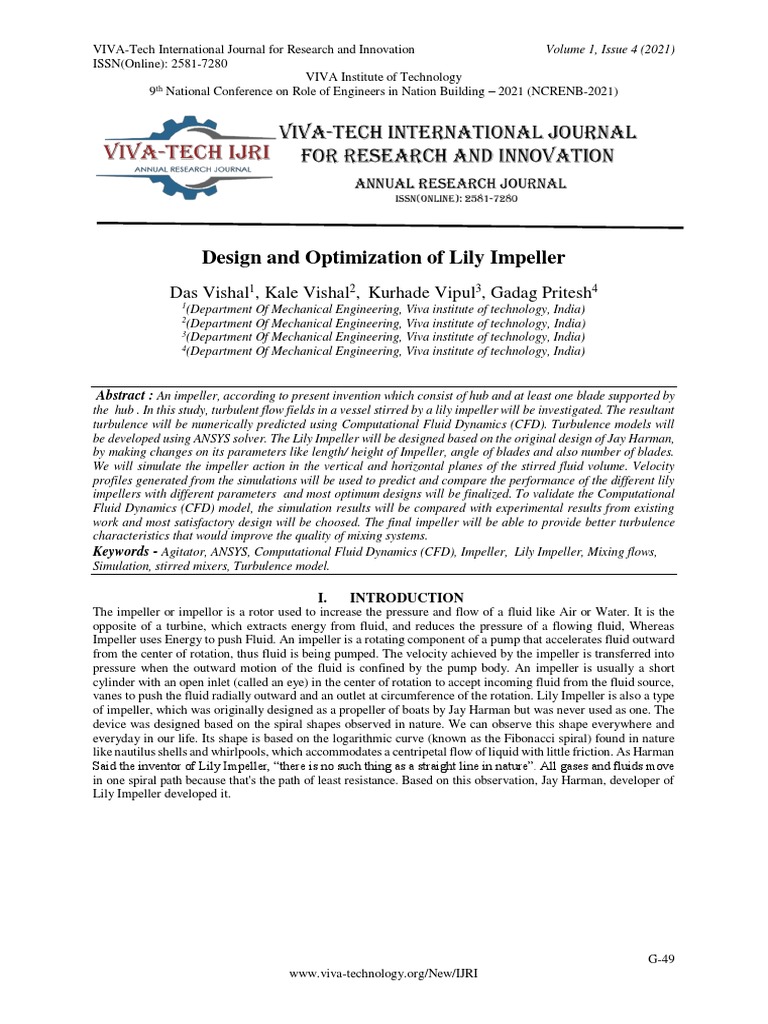 Design and Optimization of Lily Impeller | PDF | Computational Fluid ...