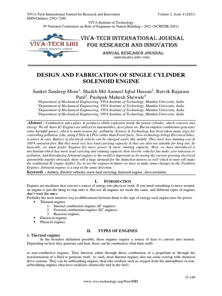 Single Cylinder Solenoid Engine Design | PDF | Engines | Internal ...