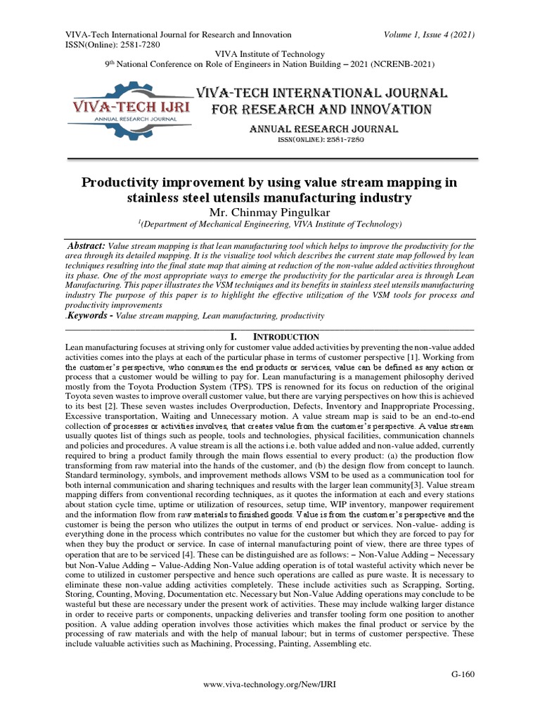 Productivity Improvement by Using Value Stream Mapping in Stainless ...