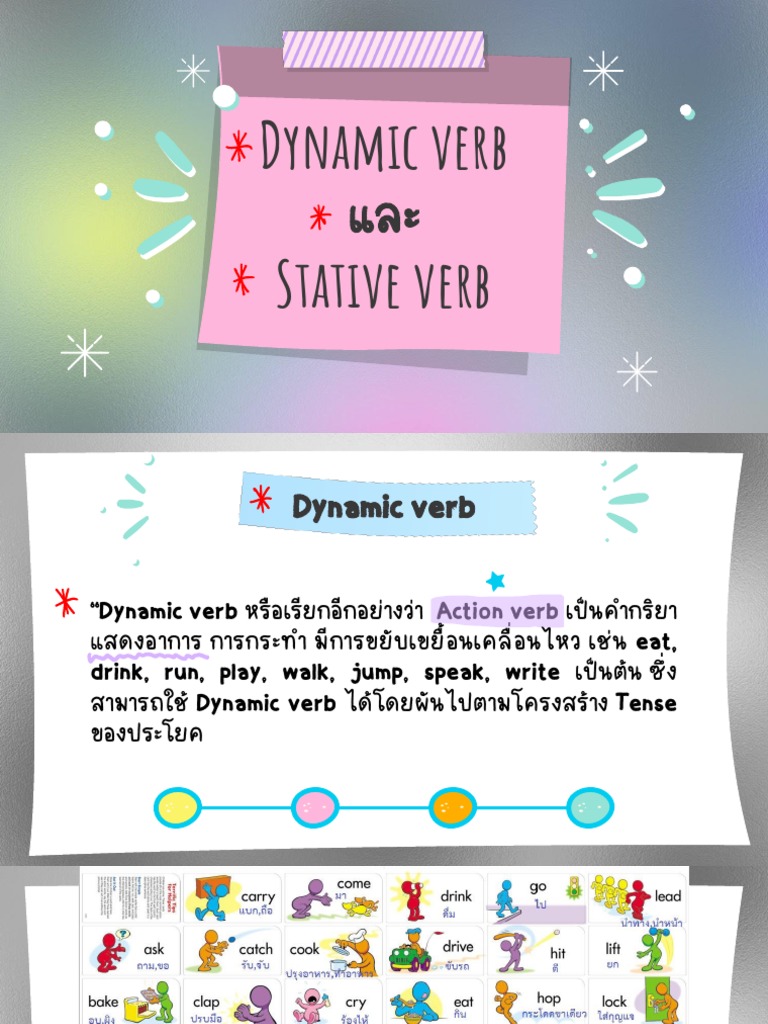 Grammar Dynamic verb และ Stative verb นร. | PDF