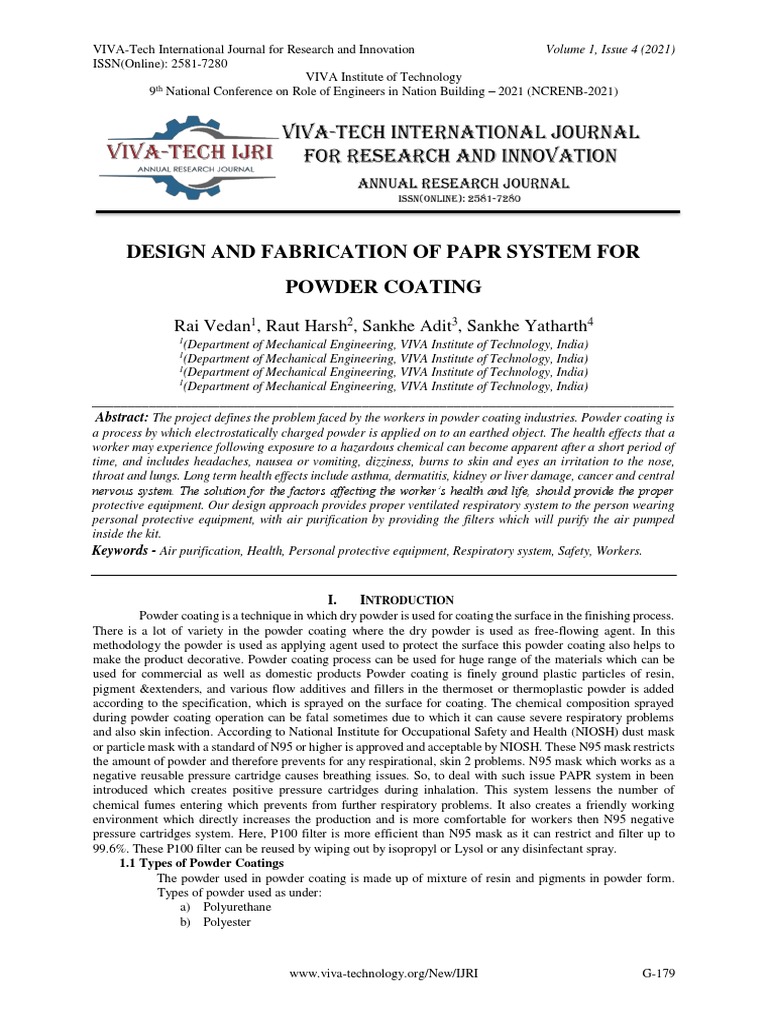 PAPR System Design for Powder Coating Safety | PDF | Occupational ...