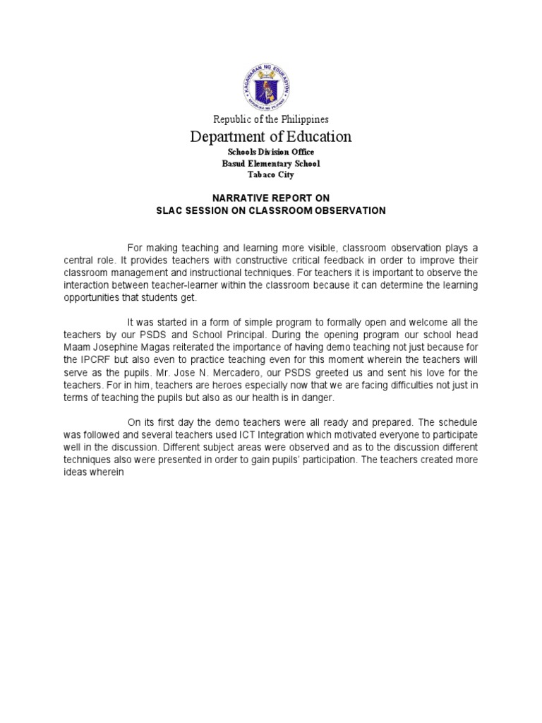 Narrative Report | PDF