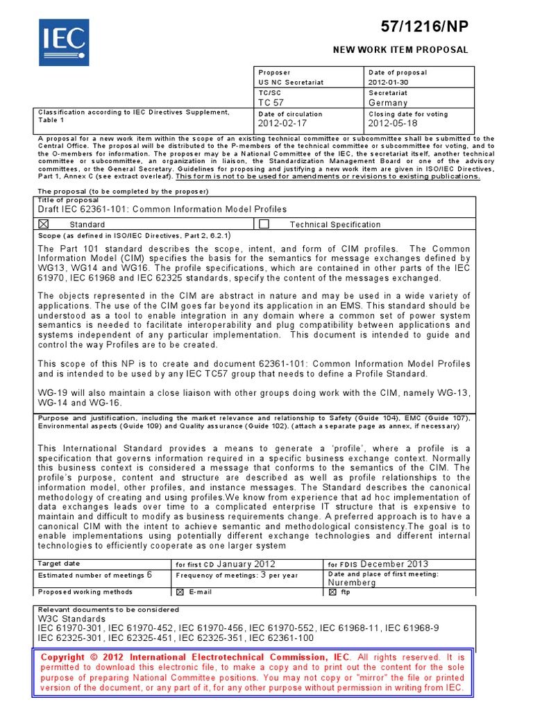 Standard Technical Specification: New Work Item Proposal | PDF ...