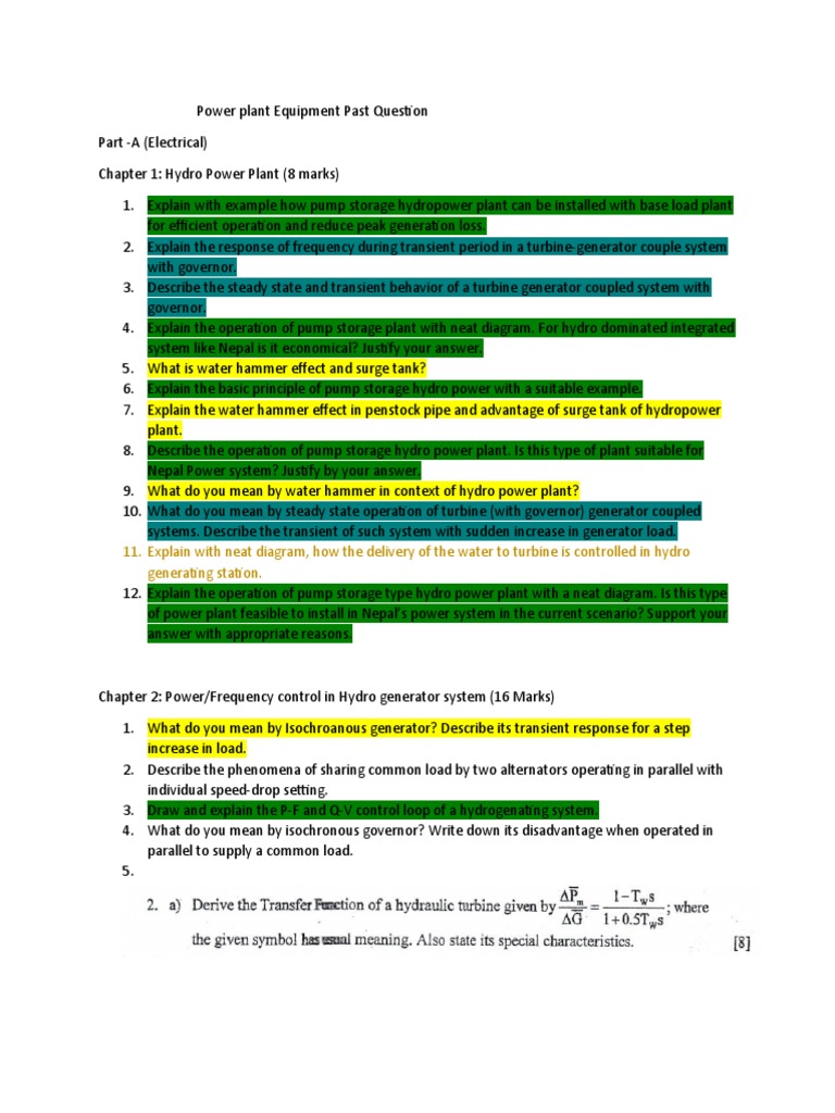 Power Plant Equipment Past Question | PDF | Power Station | Diesel Engine