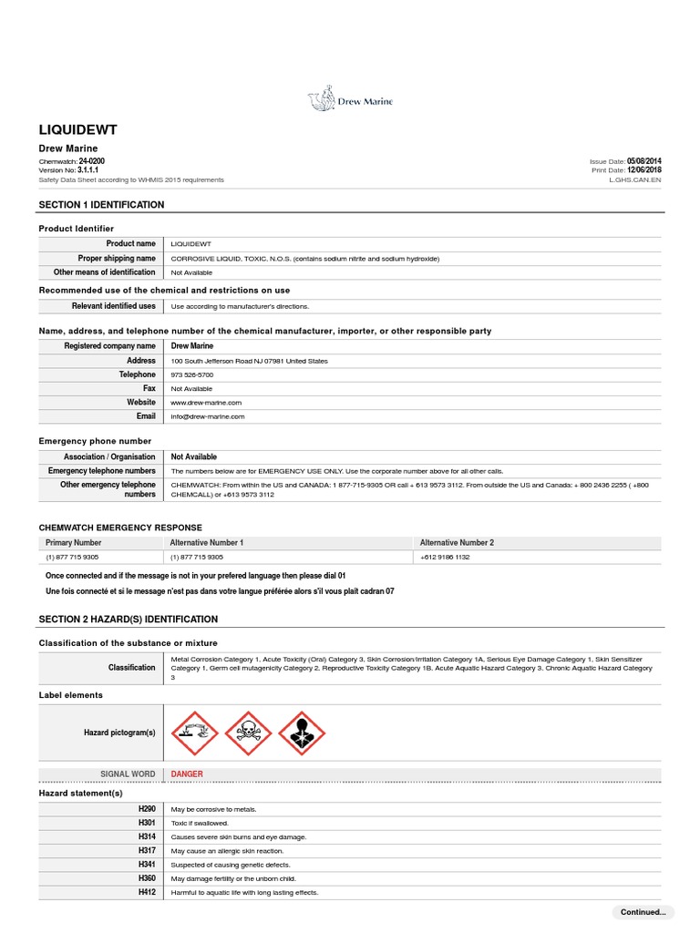Liquidewt: Drew Marine | PDF | Chemistry | Materials