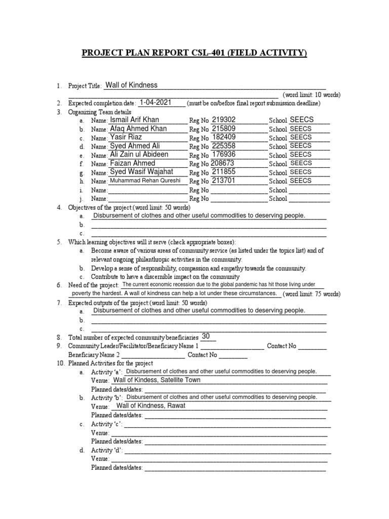 PROJECT PLAN REPORT CSL 401 Final | PDF | Economies | Business
