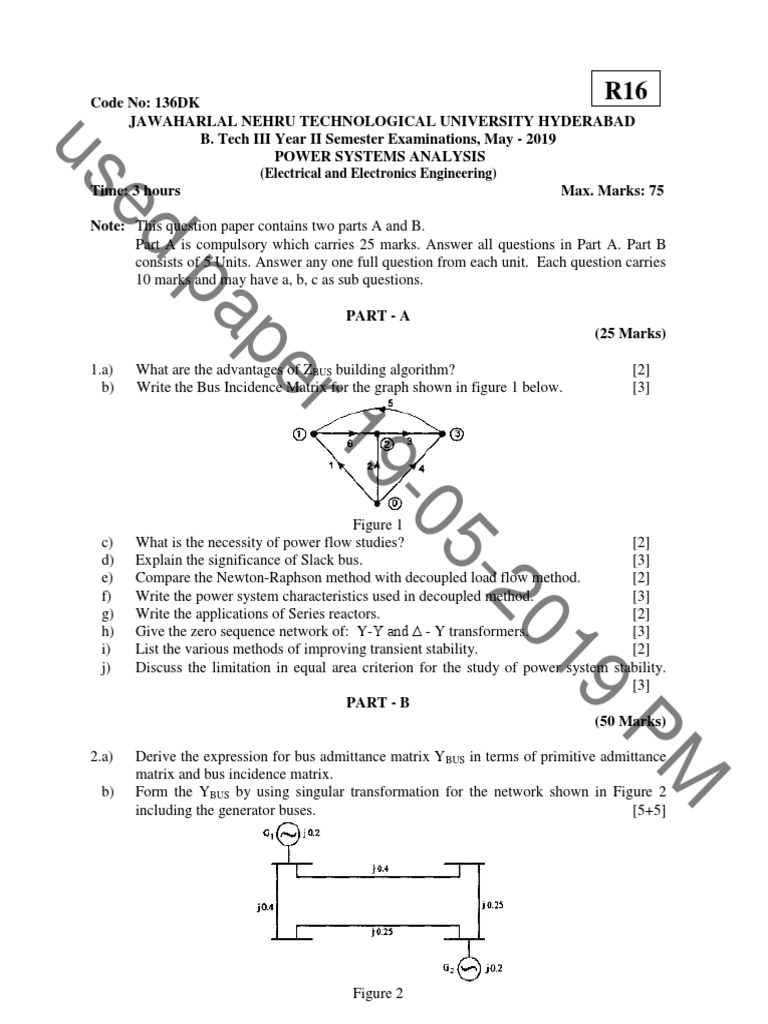Power System Analysis Exam Paper | PDF | Power (Physics) | Electrical ...