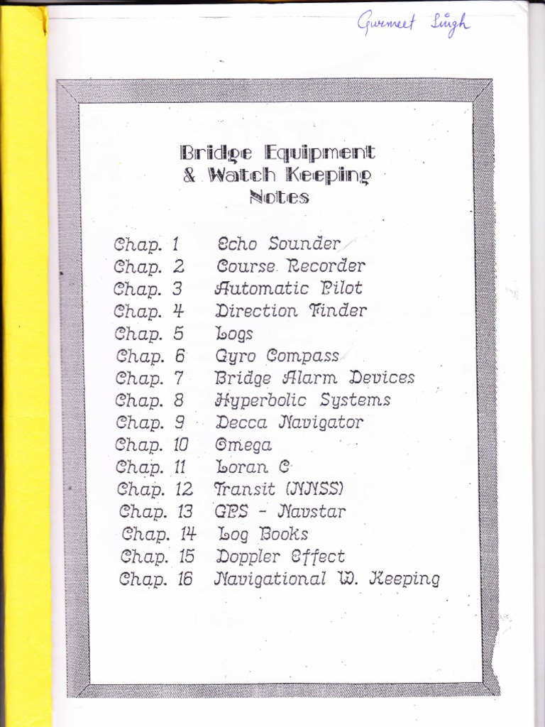 Bridge Equipment & Watchkeeping Notes | PDF | Vehicle Parts | Ships