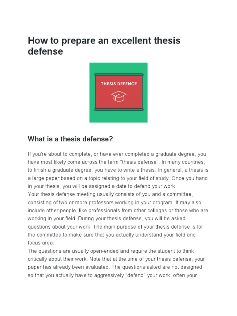 How To Prepare An Excellent Thesis Defense | PDF | Thesis | Human Nature