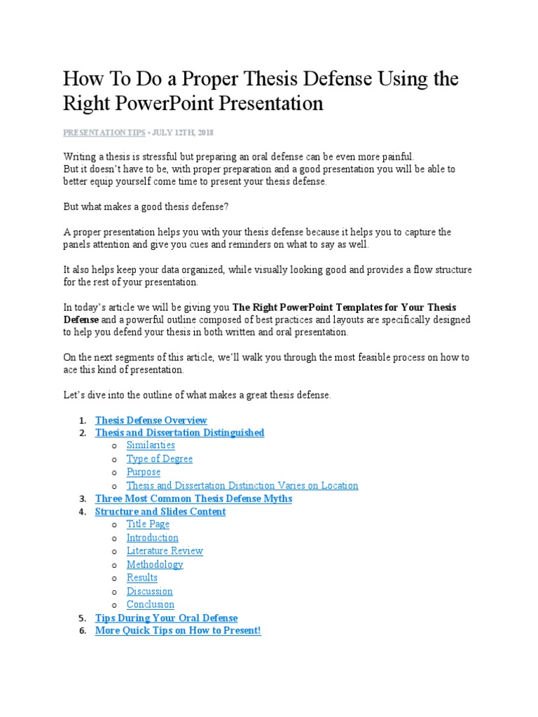 How To Do A Proper Thesis Defense Using The Right PowerPoint ...