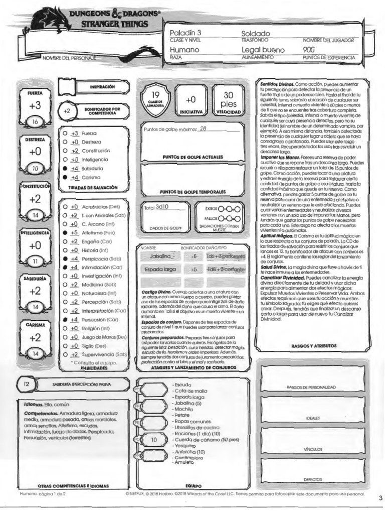 Fichas Personaje D&D | PDF | Ocio