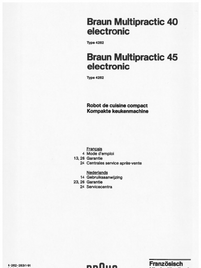 Braun Multipratic Type 4262 | PDF