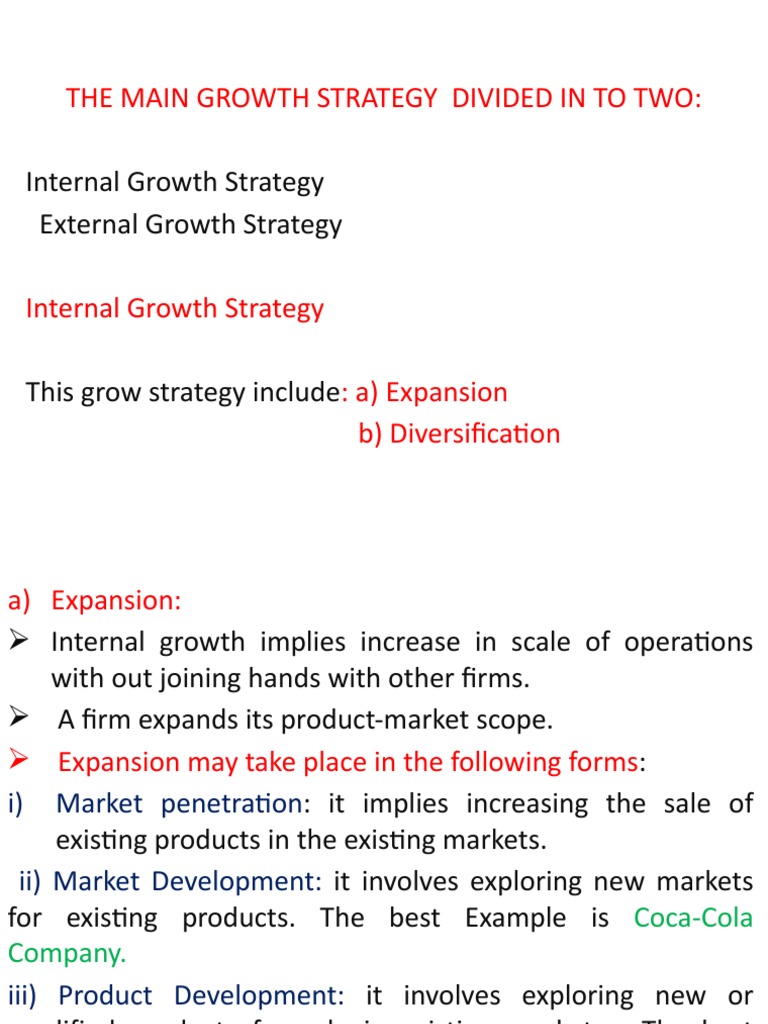 Types of Growth Strategies | PDF | Mergers And Acquisitions | Marketing