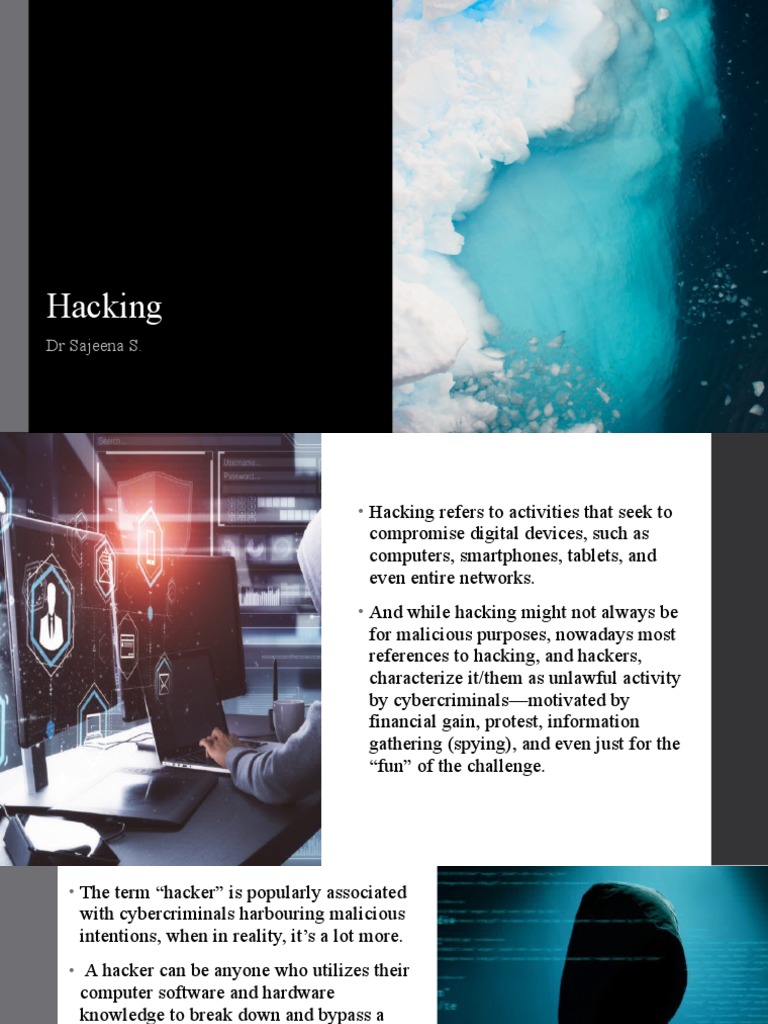 Hacking: DR Sajeena S | PDF | Security Hacker | White Hat (Computer Security)