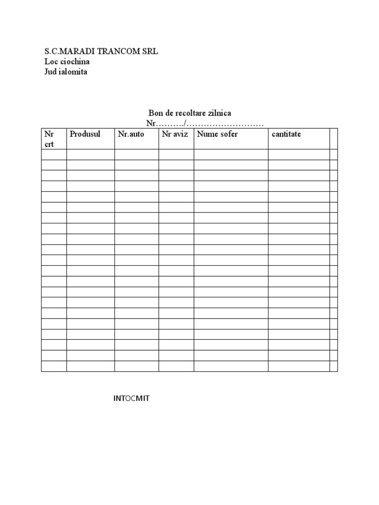 Jurnal Recoltare | PDF