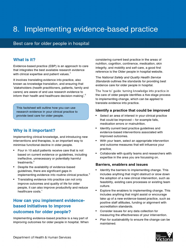 Evidence Based Practice Fact Sheet | PDF | Evidence Based Medicine ...