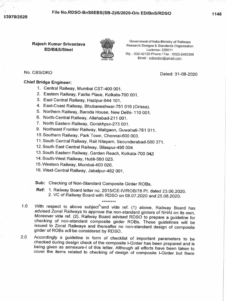 RDSO - Check List | PDF