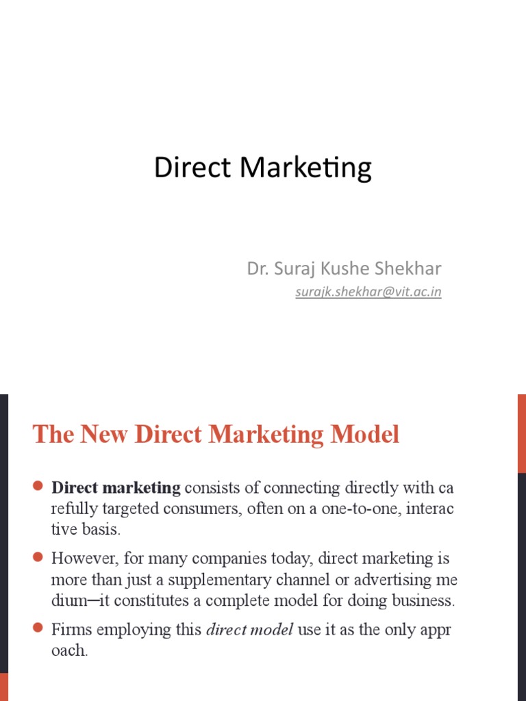 Direct Marketing: Dr. Suraj Kushe Shekhar | PDF | Direct Marketing | Sales