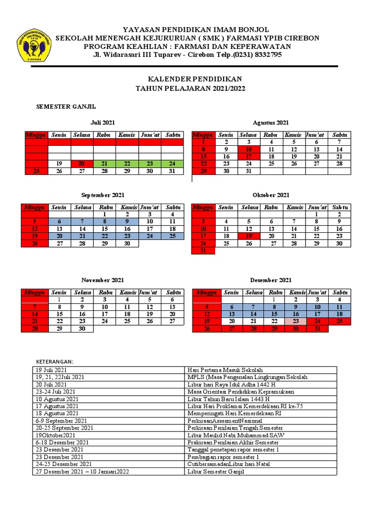 Kalender Pendidikan 2021 2022 Baru Pdf