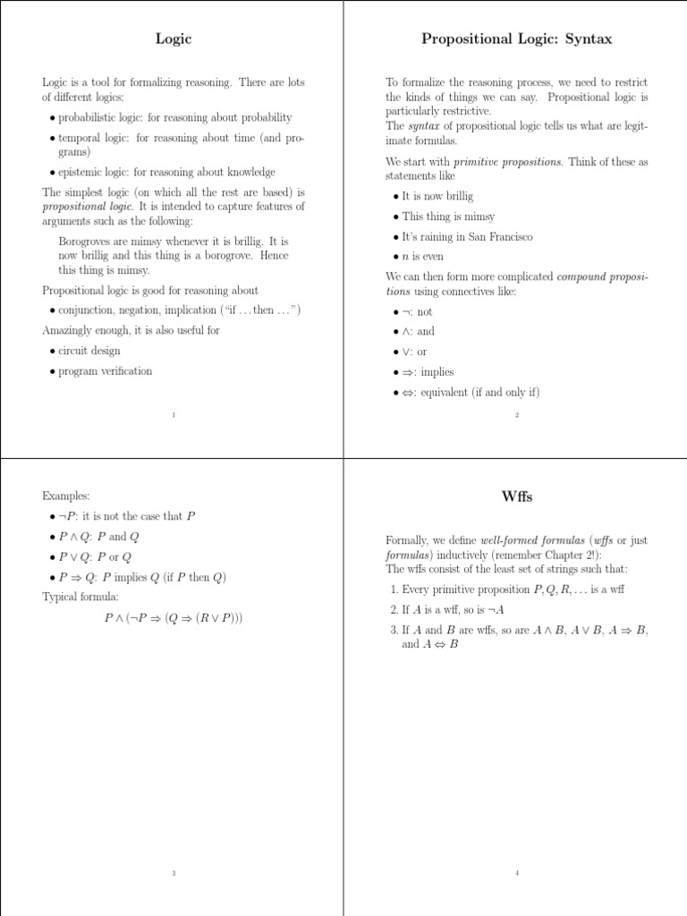 Logic Propositional Logic: Syntax | PDF | Axiom | Argument
