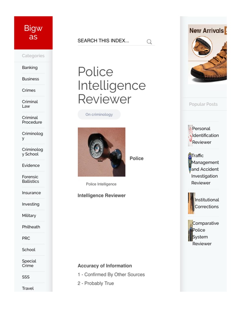 Police Intelligence Reviewer - Bigwas | PDF | Security Clearance ...