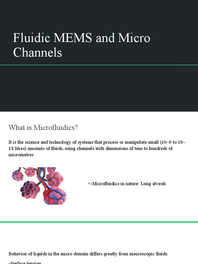 Fluidic MEMS and Micro Channels | PDF | Microfluidics | Fluid Dynamics