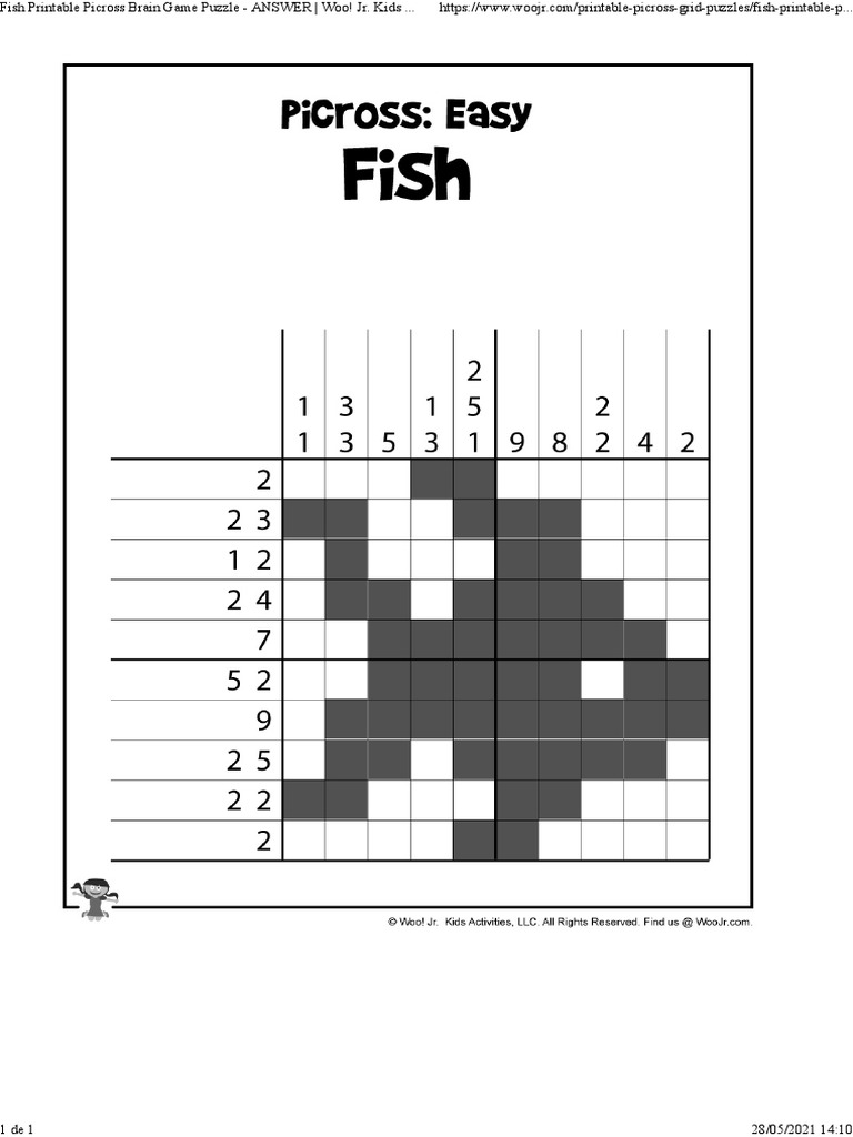 Fish Picross Puzzle Printable | PDF